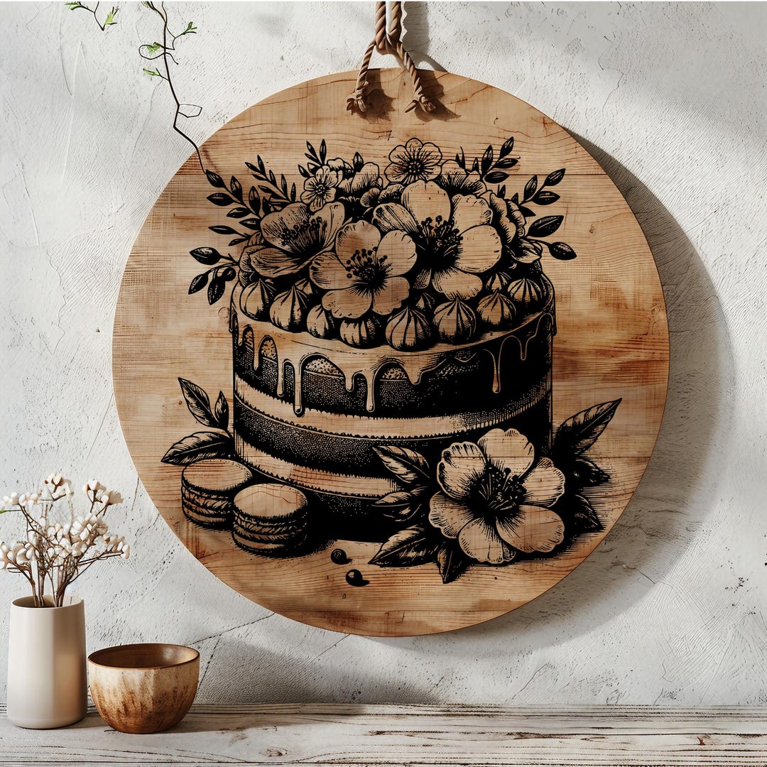Laser Engraving File Floral Cake, Chopping Board SVG, Charcuterie Board ...