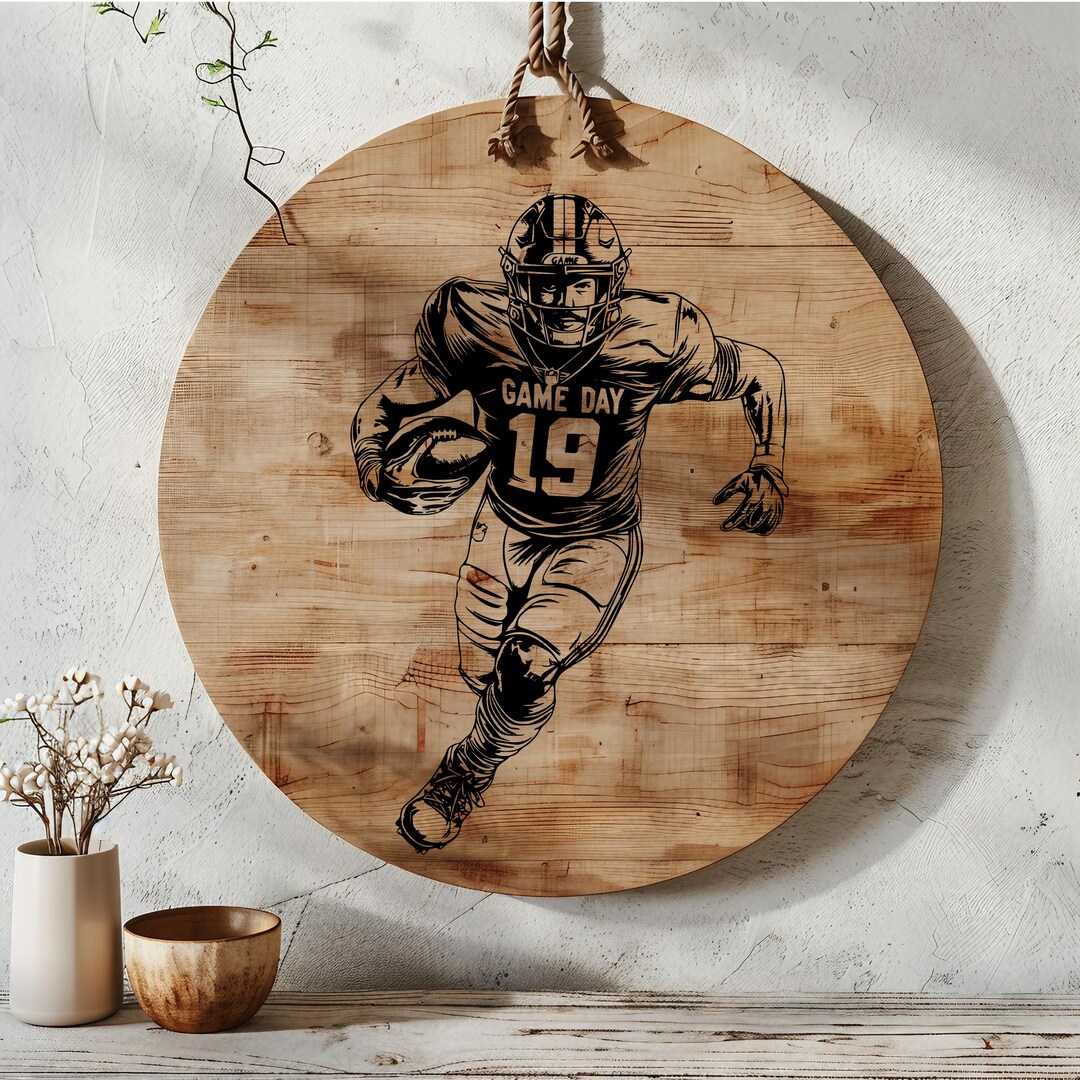 Football Player Laser Engraving File, SVG Vector, Charcuterie Board ...