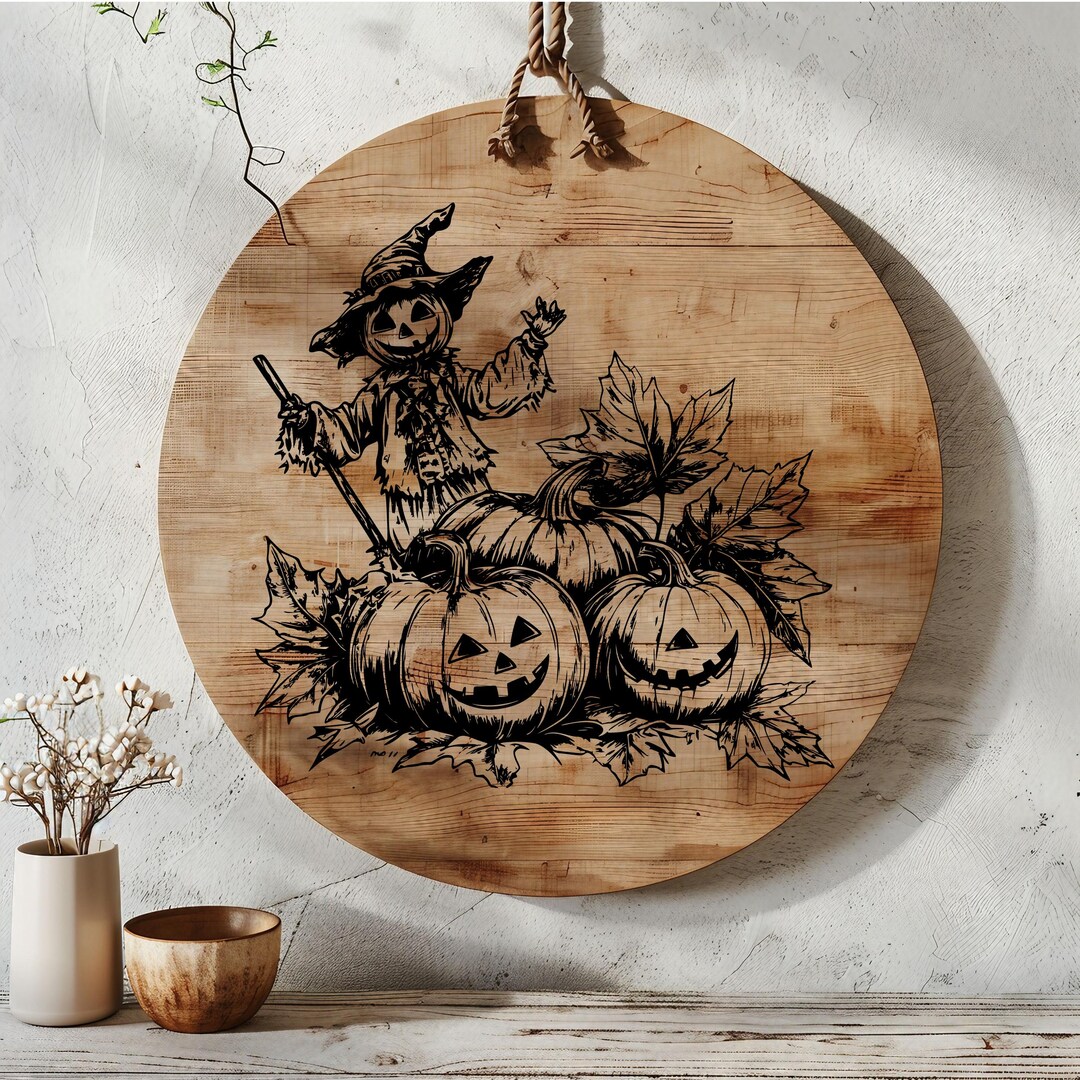 Fall Pumpkin and Scarecrow Charcuterie Board SVG, Cute Cutting Board ...