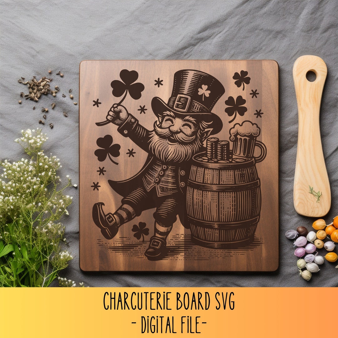 St Patricks Day Charcuterie Board SVG, Cute Leprechauns Cutting Board ...