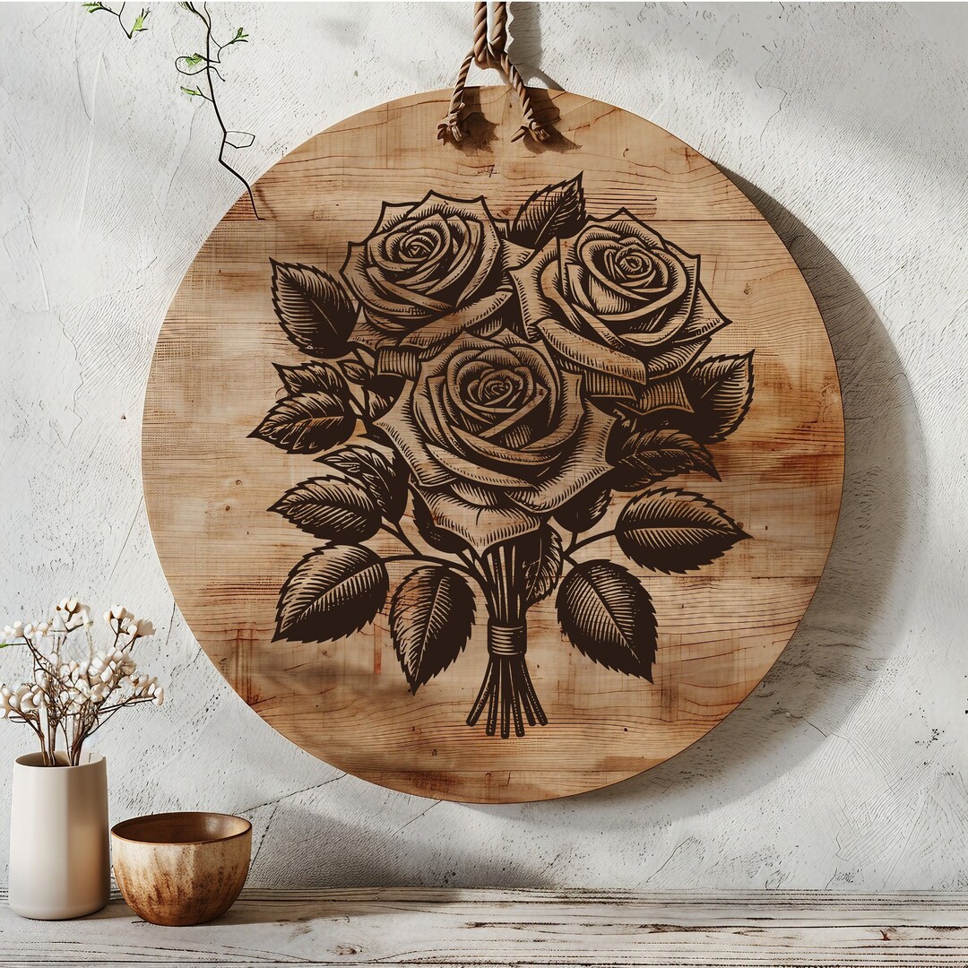 Roses SVG, Floral Chopping Board PNG, Cutting Board Digital File ...