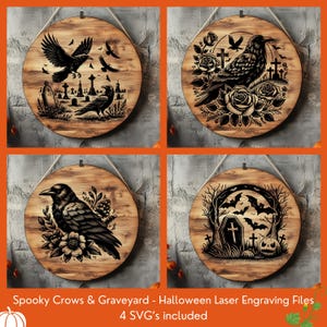 Halloween Crow SVG Bundle – Laser Engraving File for Charcuterie Boards ...