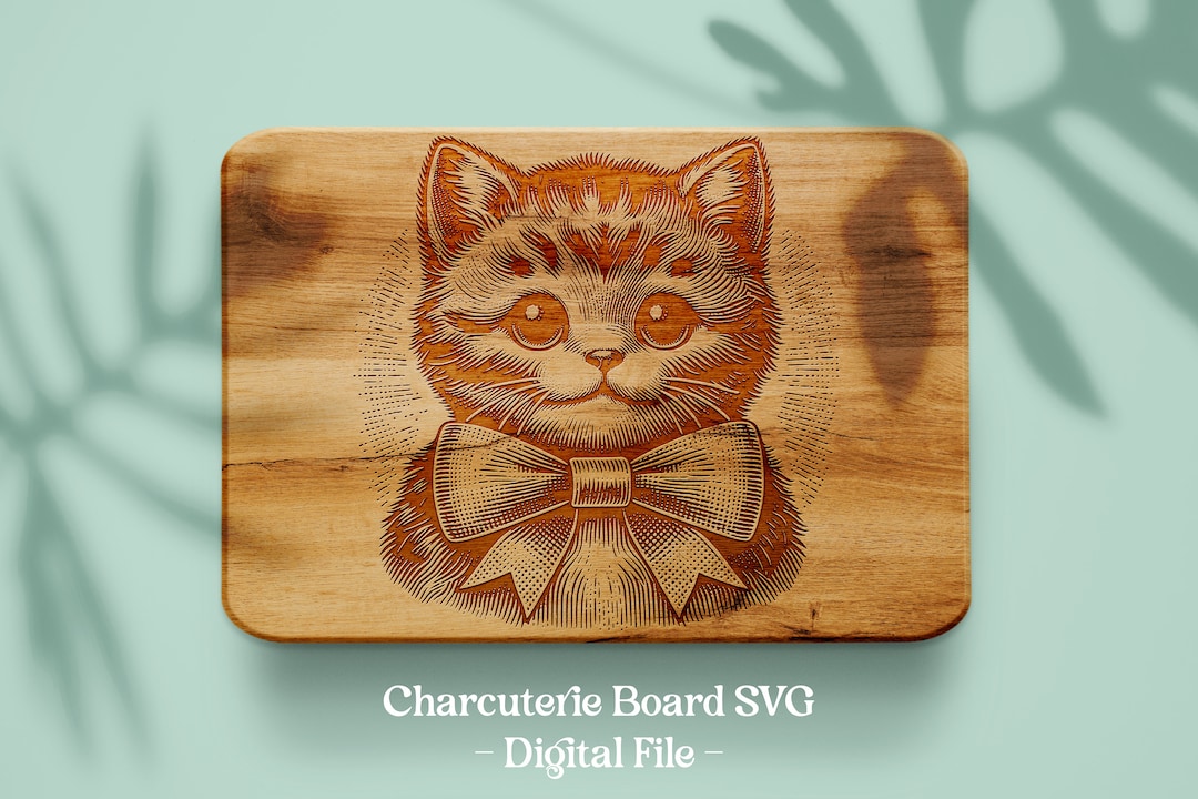 Cat Charcuterie Board SVG, Pet Cutting Board Digital File, Cheese Board ...