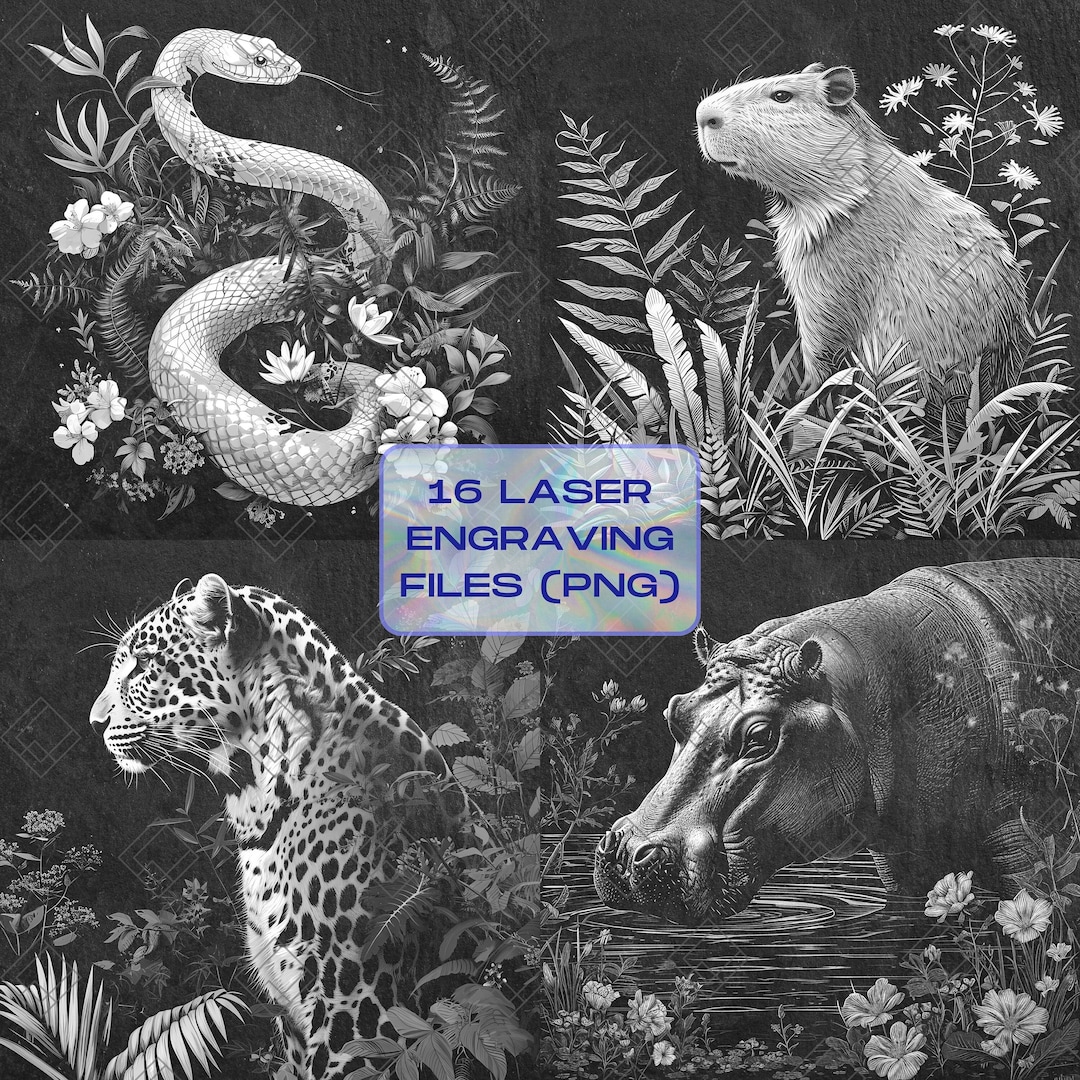 Wildlife Laser Engraving PNG Bundle, 16 Files, Slate Laser Cut ...