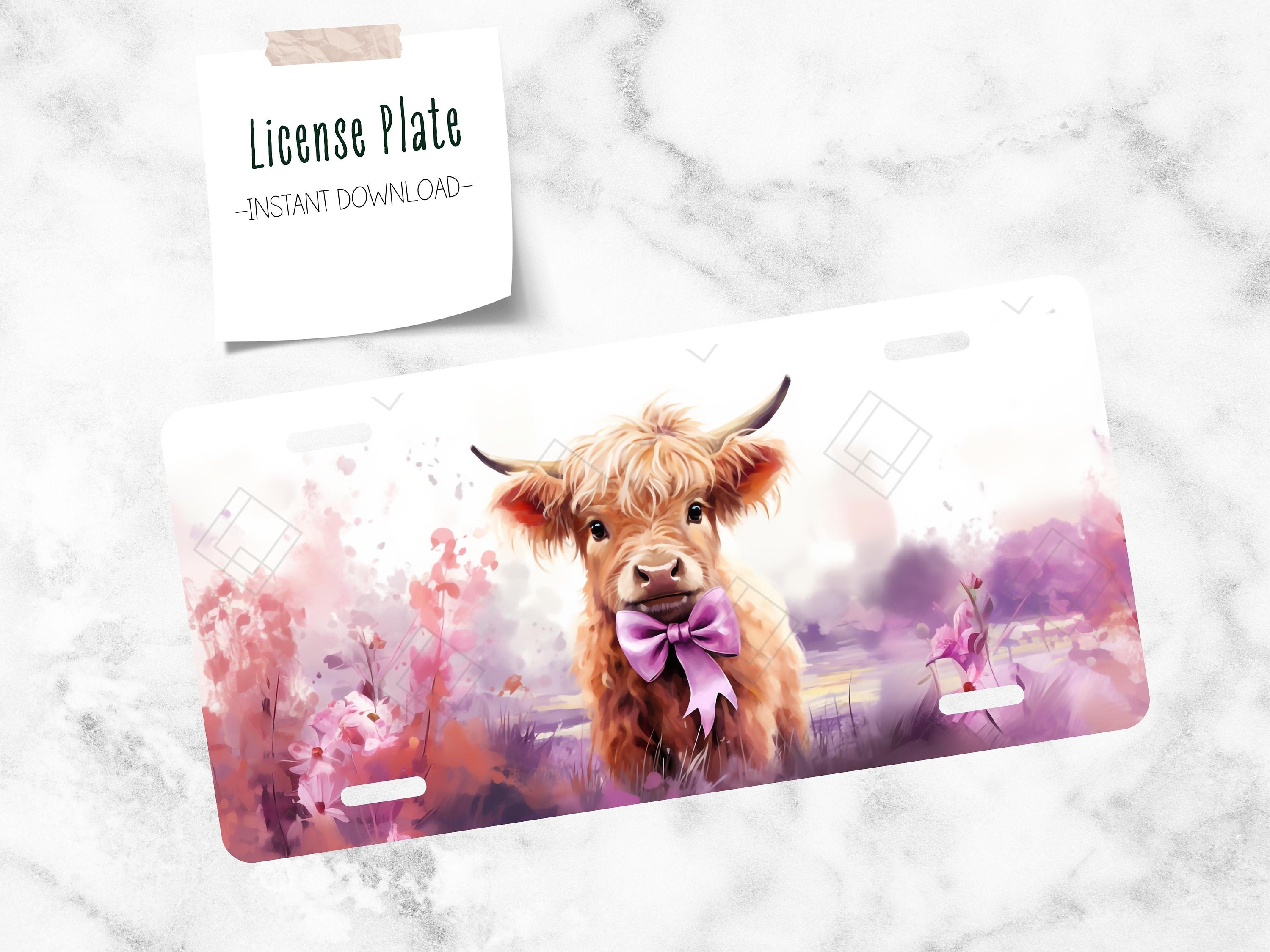 Cute Highland Cow License Plate PNG Printable Heifer License - Etsy