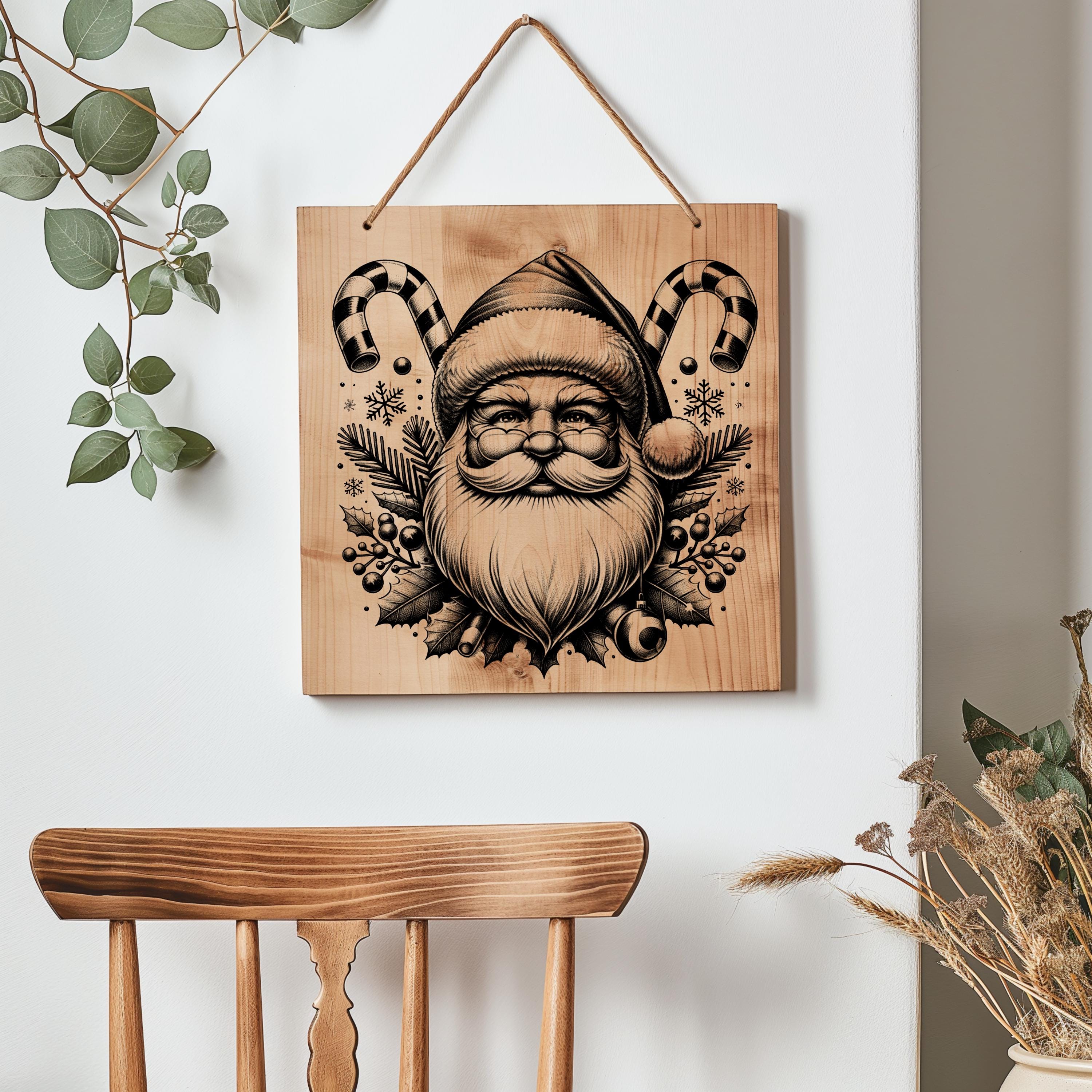 Christmas Santa Laser Engraving File, Laser Burn PNG, Laser Cut ...