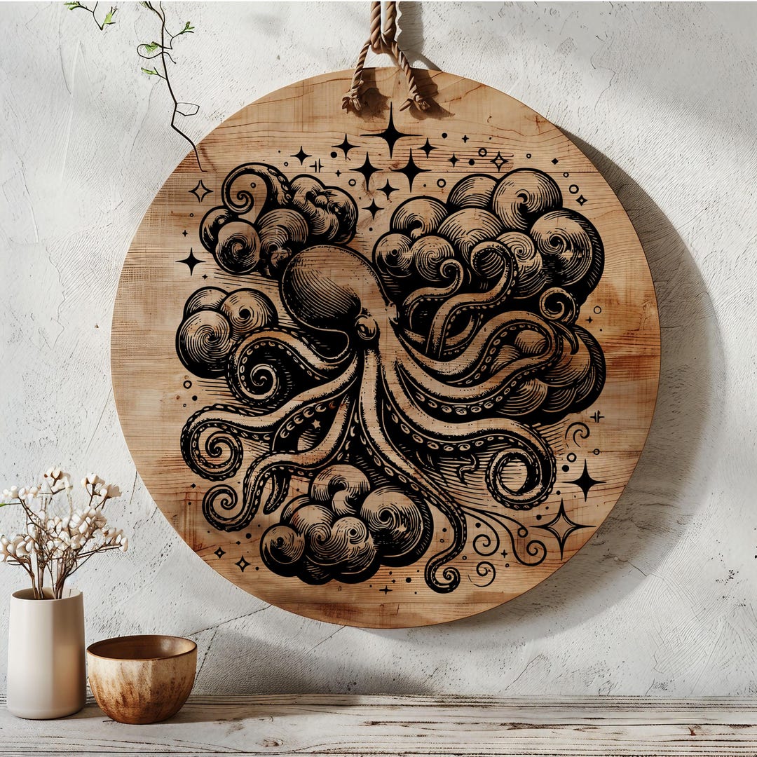 Octopus Laser Engraving File, Magical Charcuterie Board Design ...