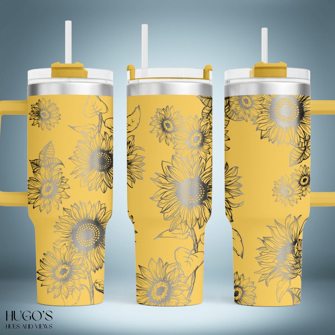 Sunflower 40oz Tumbler Laser File, Floral Engraving, Laser Engraving ...
