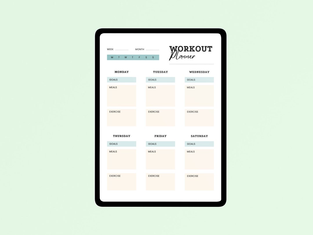 Weekly Workout Planner, Digital, Organized Workout Planner - Etsy
