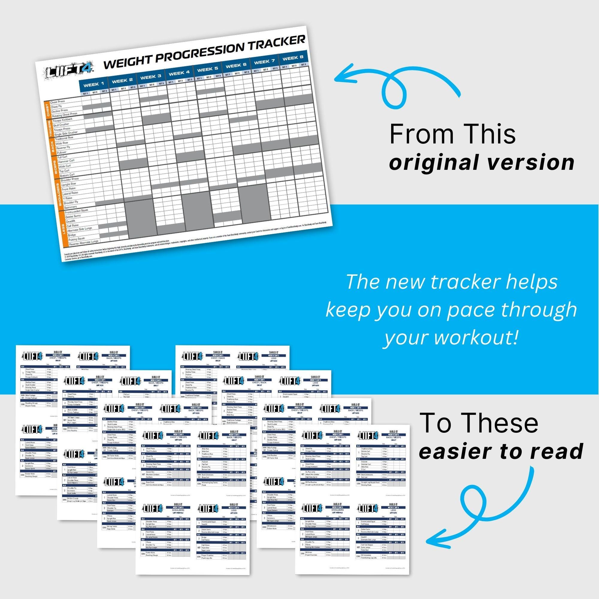LIIFT4 Dumbbell Tracker Sheets | Easy to Track | Beachbody | Bodi ...