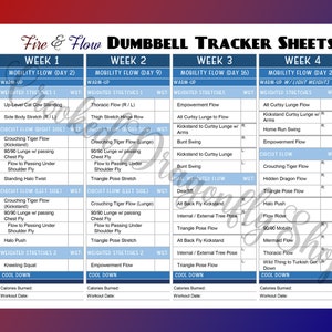 Fire and Flow Dumbbell Tracker Sheets - Beachbody Workout - Etsy