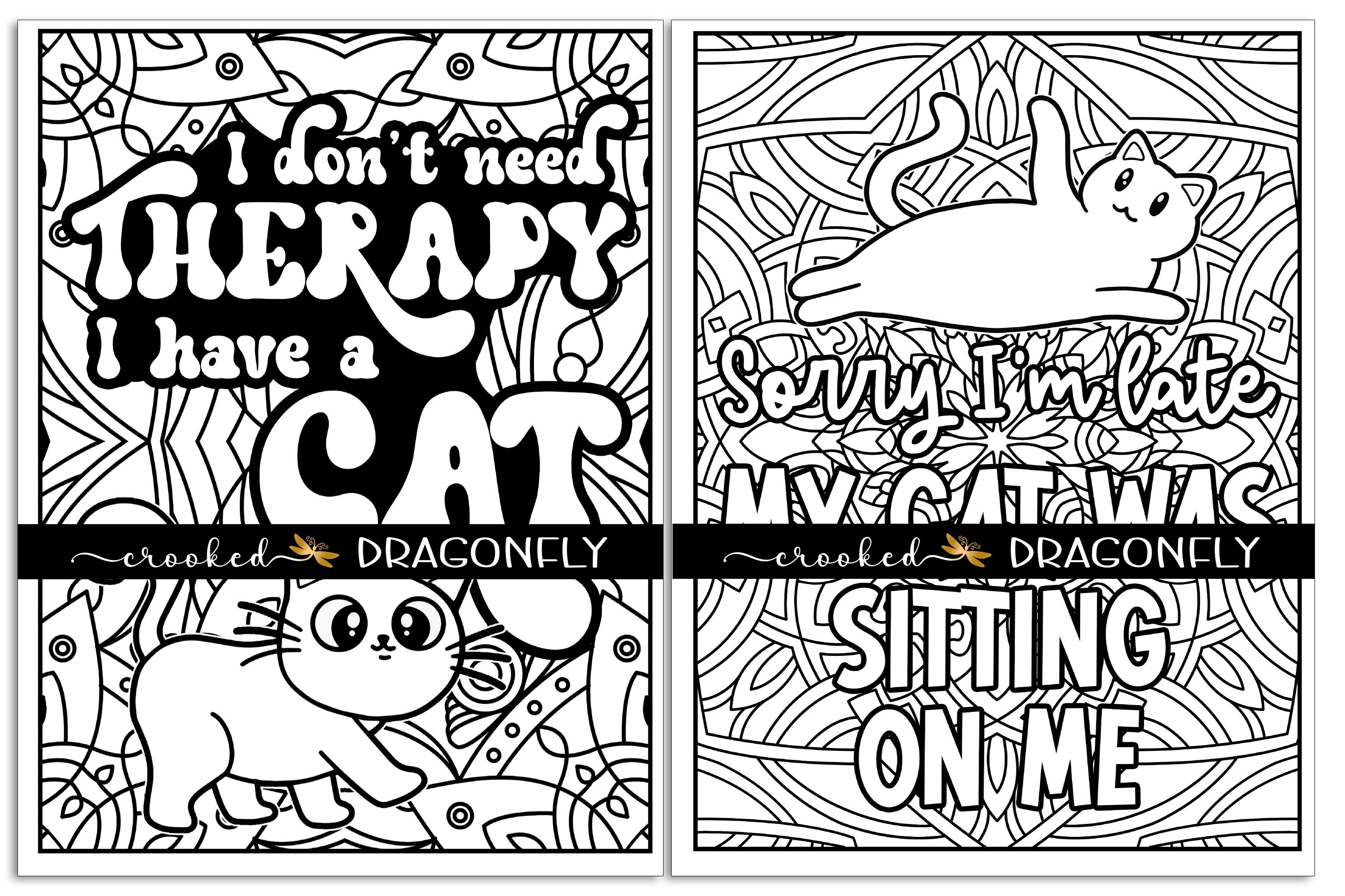 Cute Cat Coloring Pages | Printable Pages | Digital Download | Adult ...
