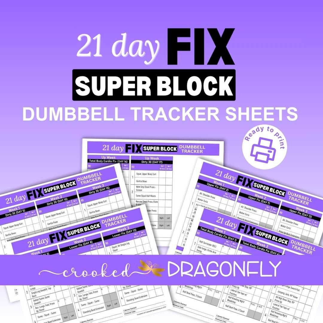 21 Day Fix Super Block Dumbbell Tracker Sheets | Beachbody | Bodi - Etsy