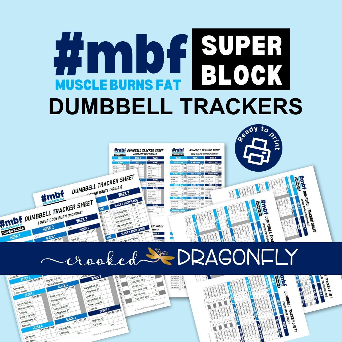 MBF Super Block Dumbbell Tracker Sheets | Beachbody | Bodi | Digital ...