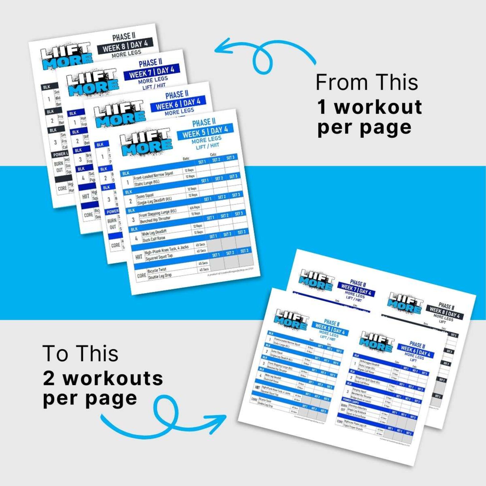 LIIFT More Dumbbell Tracker Sheets | Easy to Track | Beachbody | Bodi ...