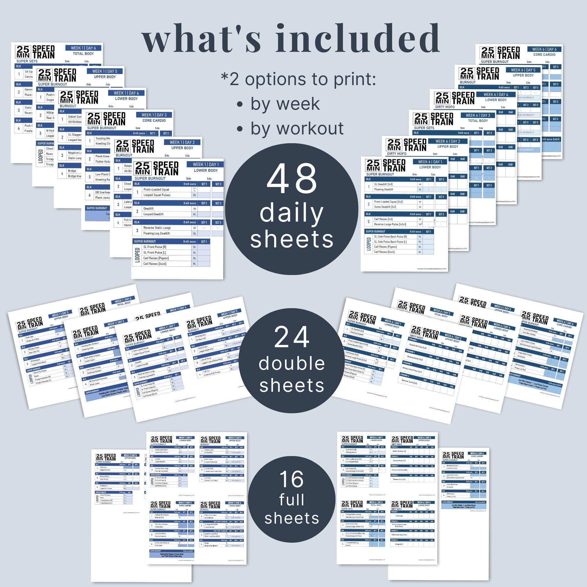 25 Minute Speed Train Dumbbell Tracker Sheets | Beachbody | Bodi ...