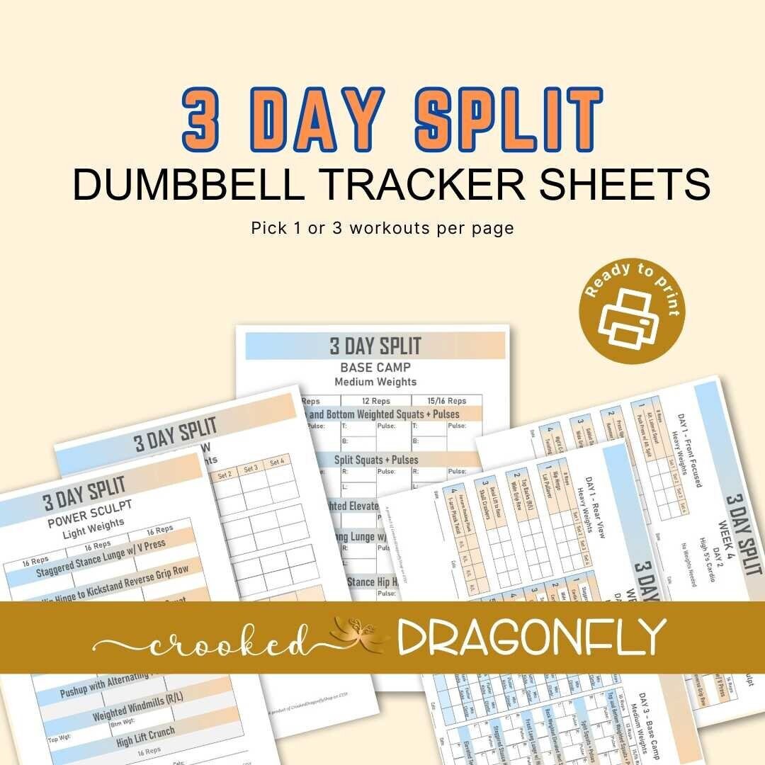 3 Day Split Dumbbell Tracker Sheets | Beachbody | Bodi | Digital ...