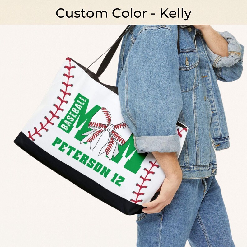 Personalized Baseball Mom Tote Bag Custom Color Name and Number Gift - Etsy