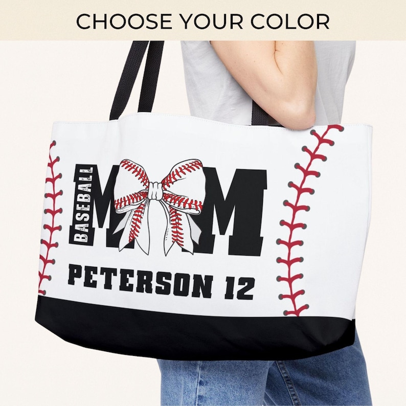 Personalized Baseball Mom Tote Bag Custom Color Name and Number Gift - Etsy