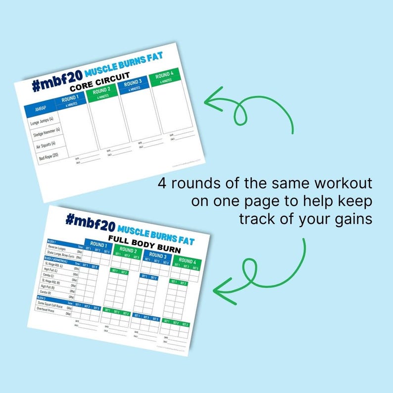 MBF20 Dumbbell Tracker Sheets | Beachbody | Bodi | Digital Download - Etsy