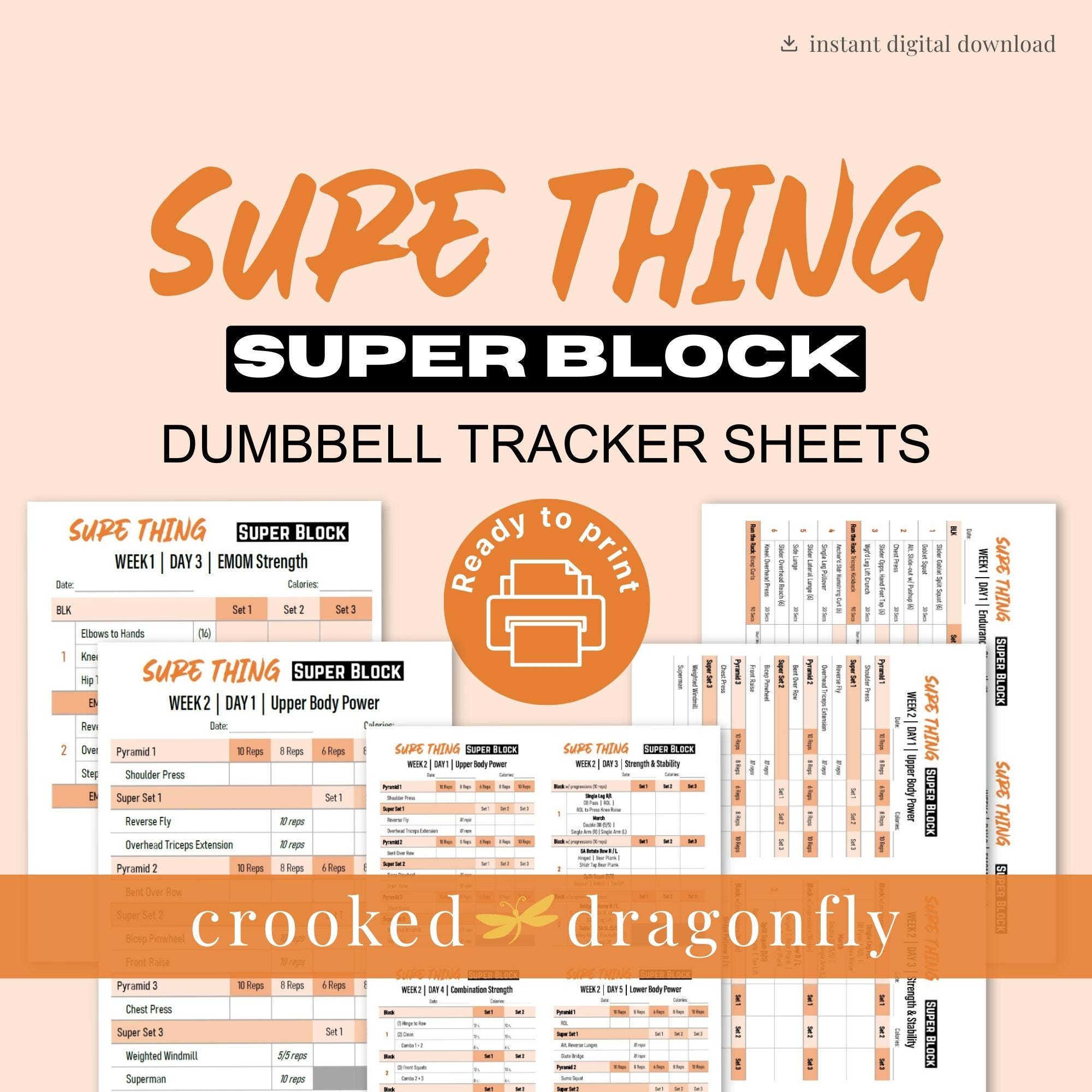 Sure Thing Super Block Dumbbell Tracker Sheets - Beachbody Workout ...