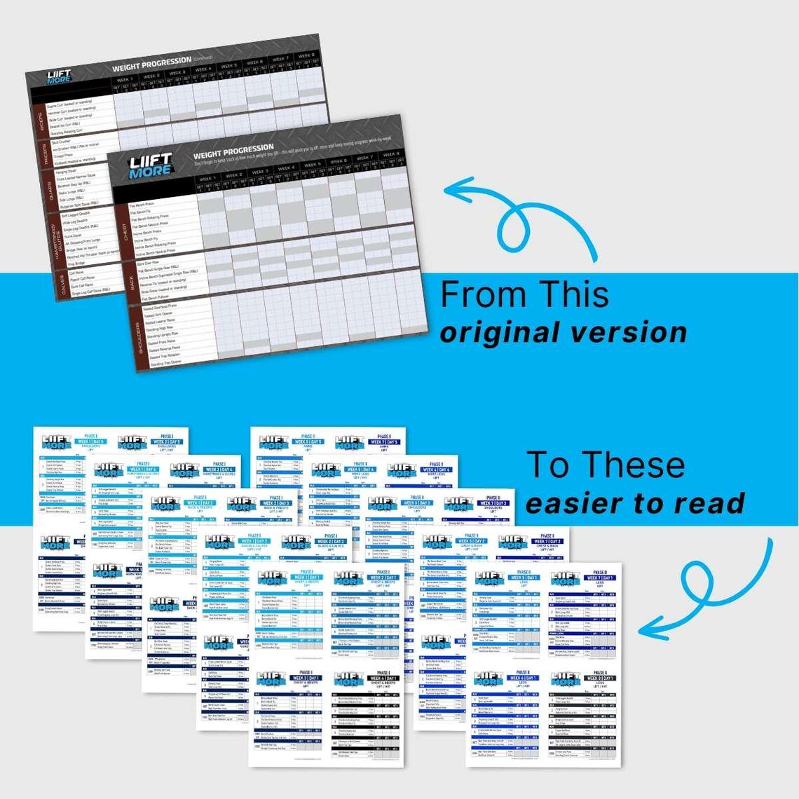 LIIFT More Dumbbell Tracker Sheets | Easy to Track | Beachbody | Bodi ...