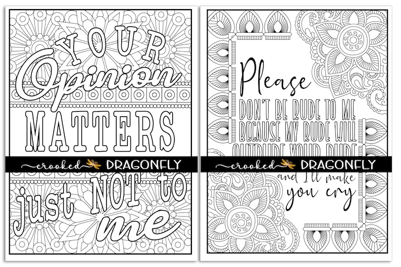 Sarcastic Coloring Pages | Printable Pages | Digital Download | Stress ...