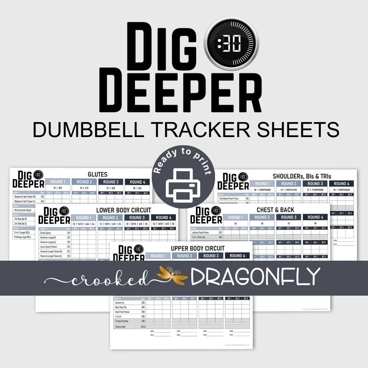 Dig Deeper 30 Dumbbell Tracker Sheets | Beachbody | Bodi | Digital ...
