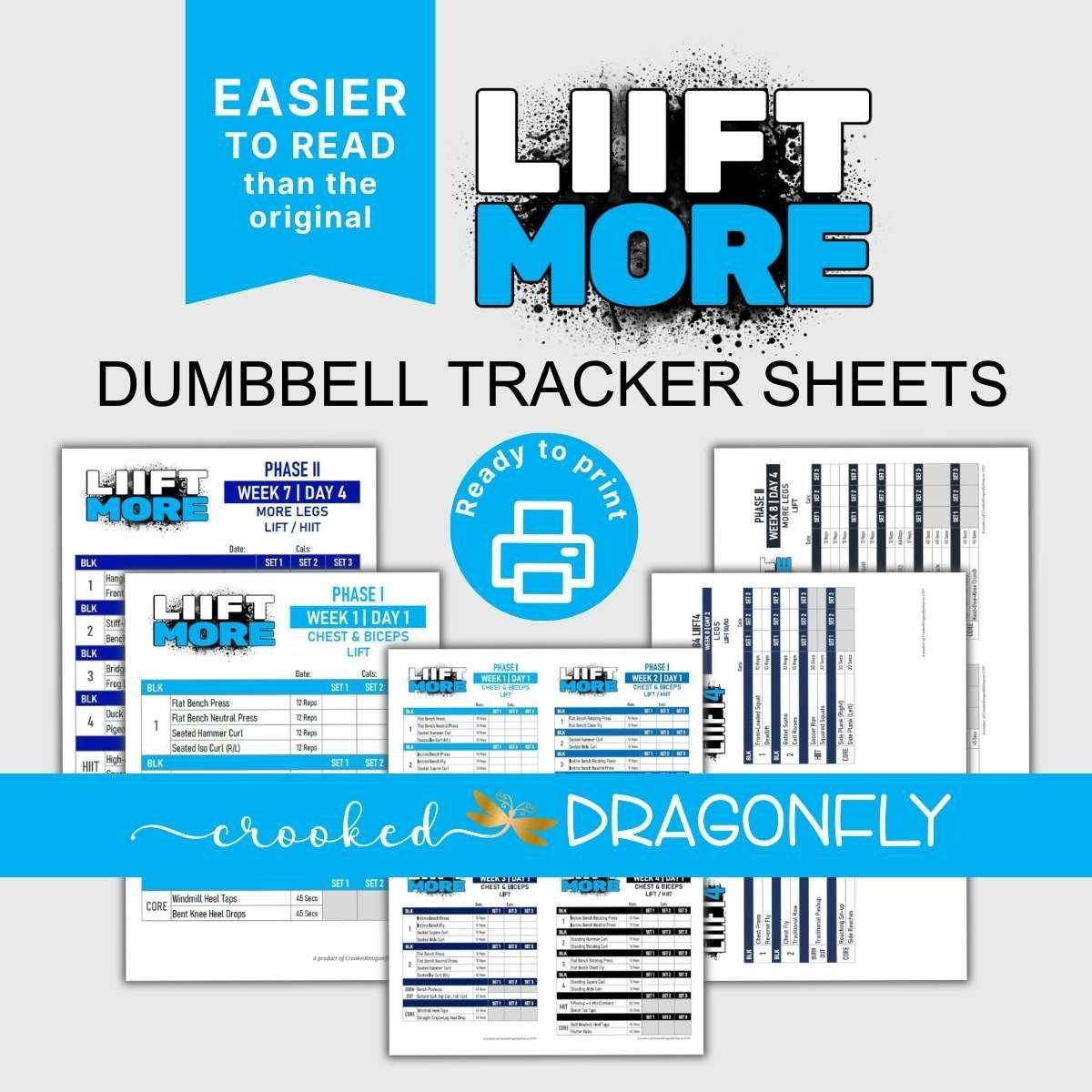 LIIFT More Dumbbell Tracker Sheets | Easy to Track | Beachbody | Bodi ...