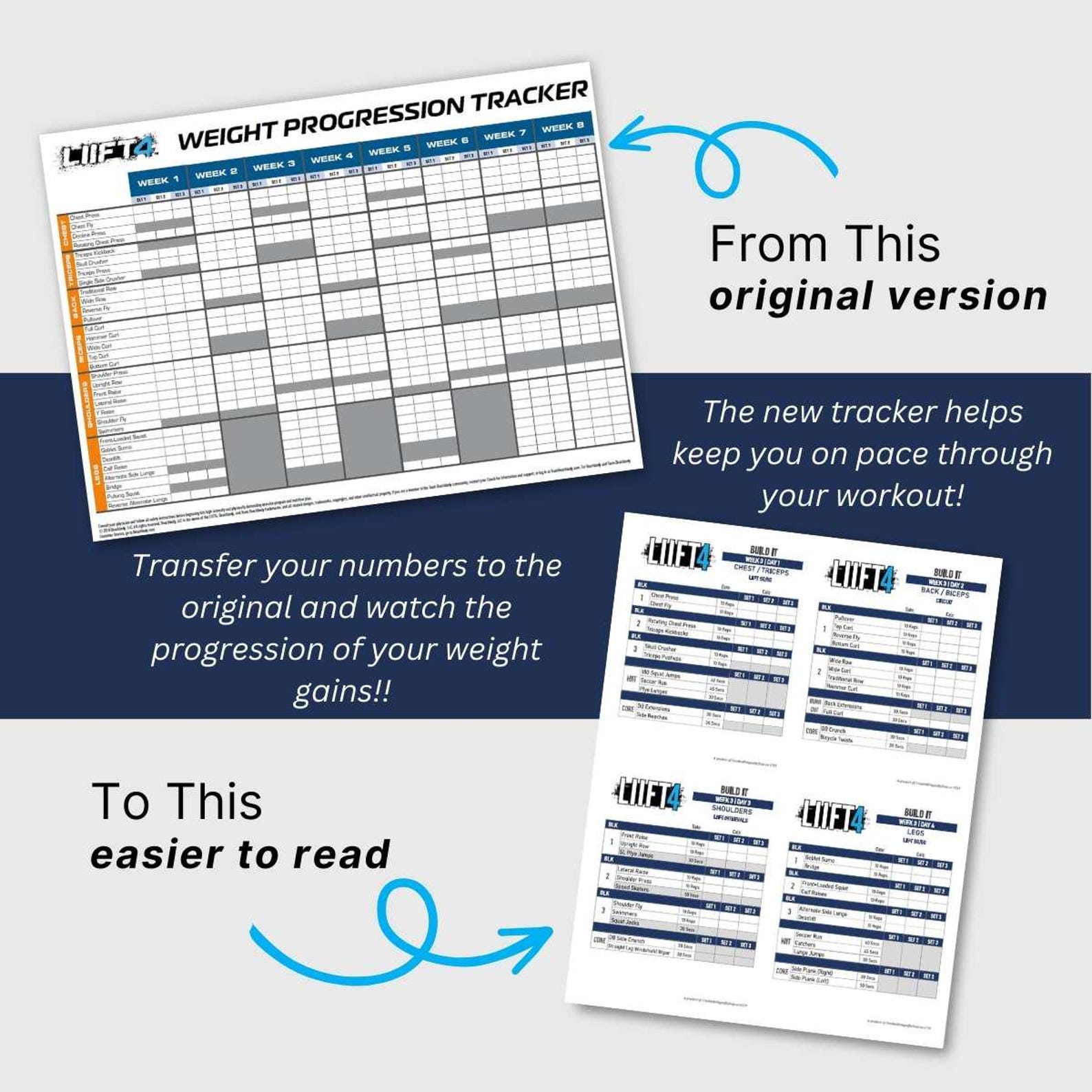LIIFT4 Dumbbell Tracker Sheets | Easy to Track | Beachbody | Bodi ...