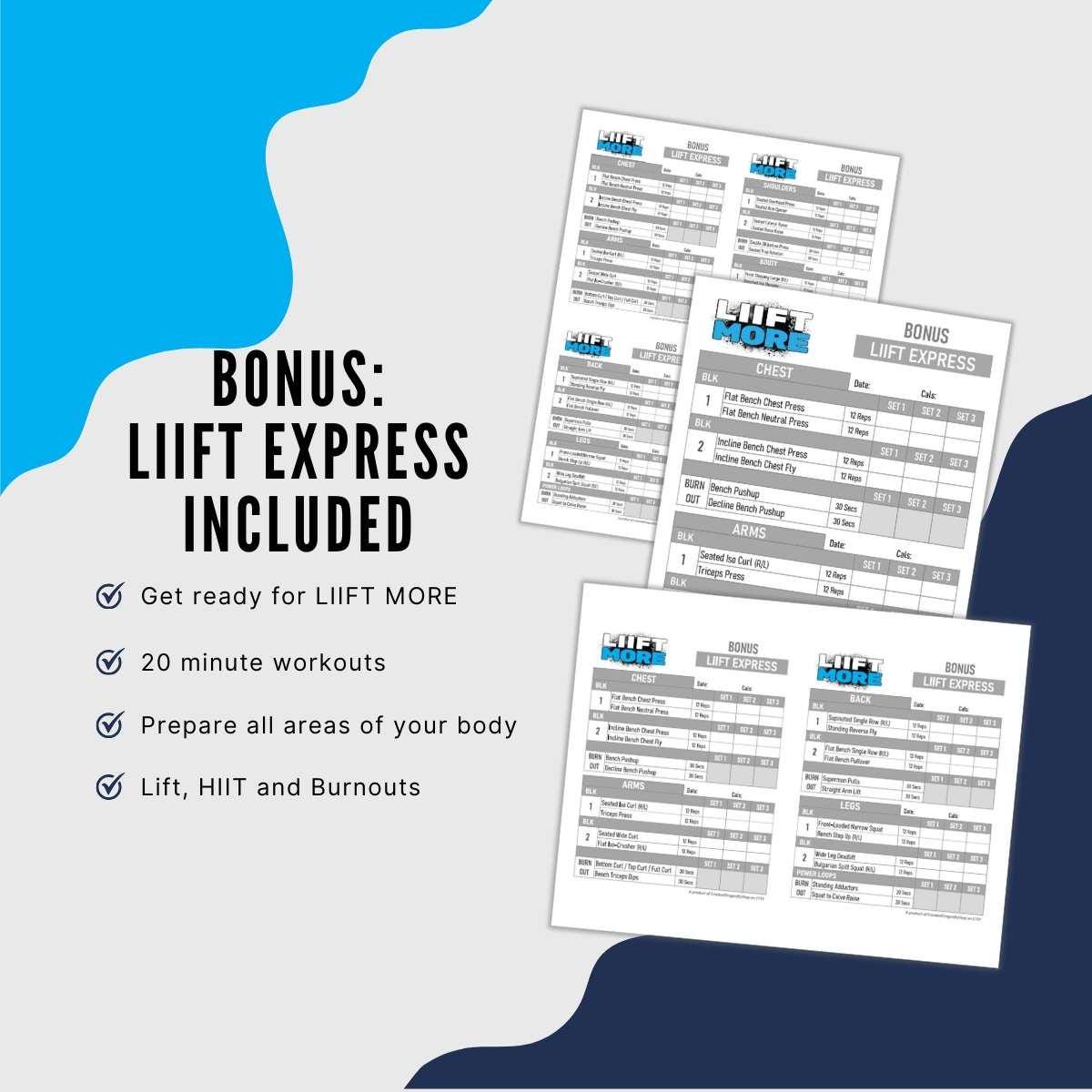 LIIFT More Dumbbell Tracker Sheets | Easy to Track | Beachbody | Bodi ...
