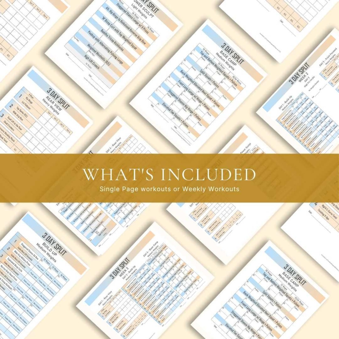 3 Day Split Dumbbell Tracker Sheets | Beachbody | Bodi | Digital ...