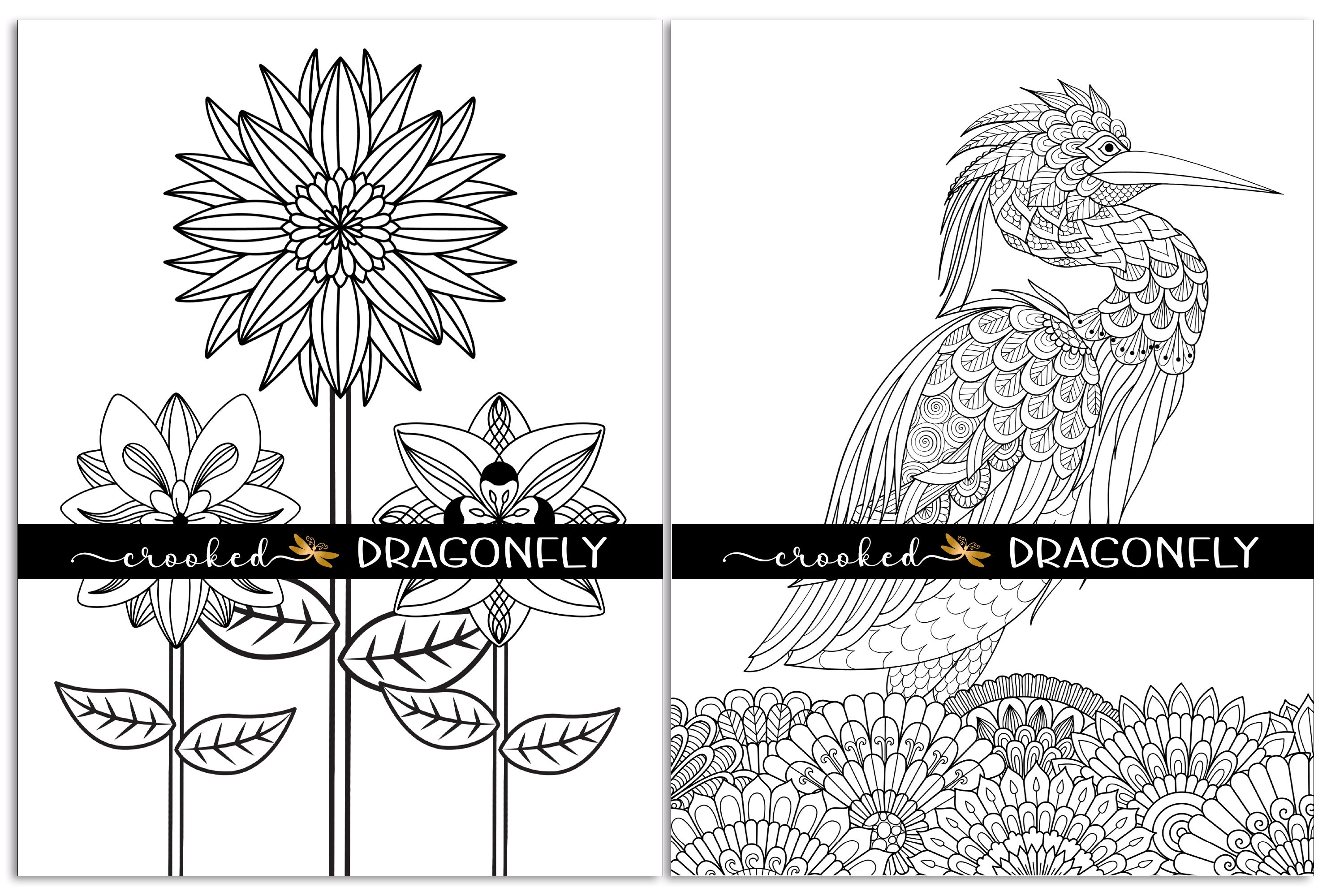Flora, Fauna and Mandala Coloring Pages set 2 Printable Pages Flowers ...