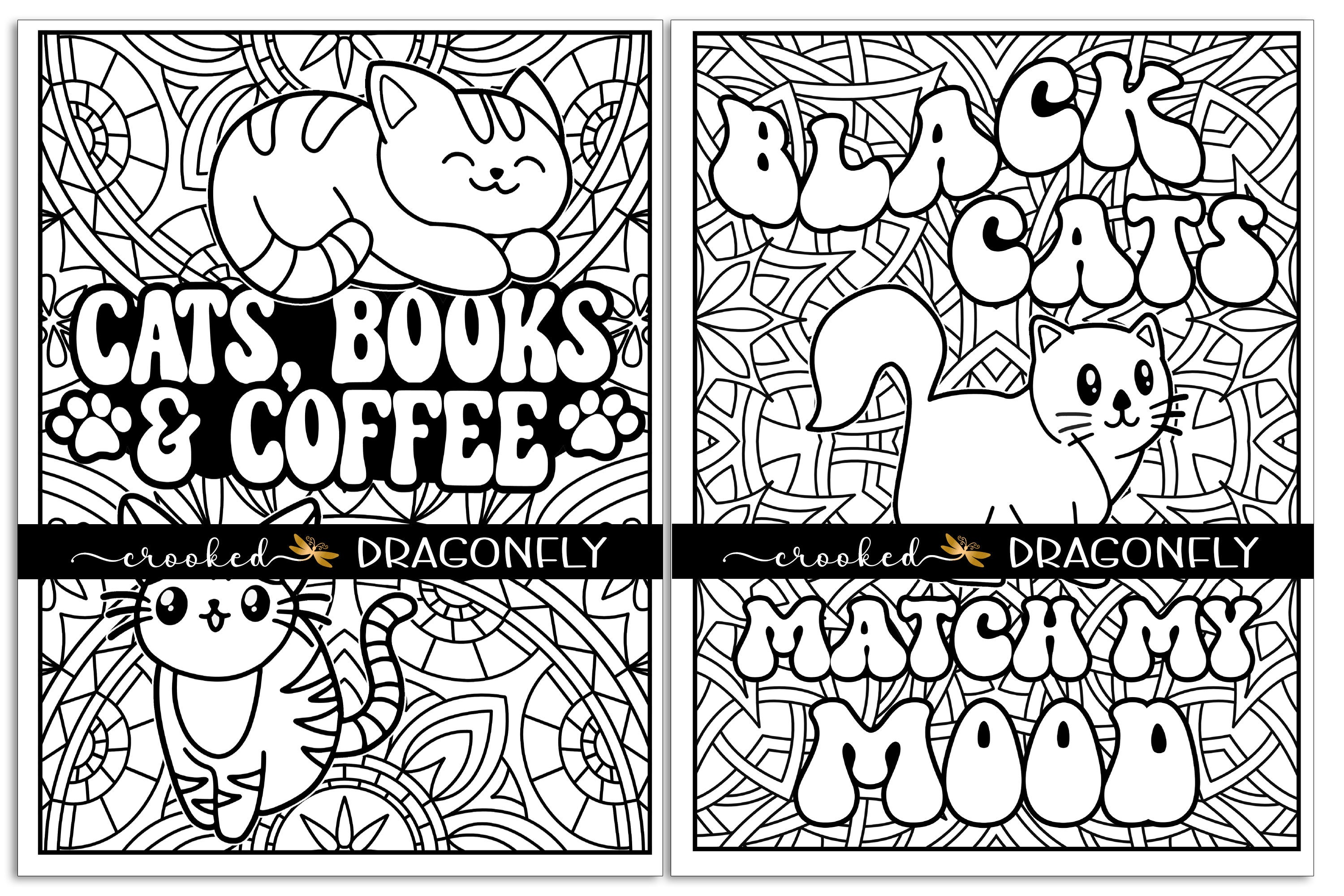 Cute Cat Coloring Pages | Printable Pages | Digital Download | Adult ...