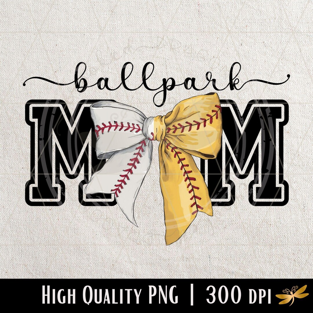 Ballpark Mom PNG | Softball Baseball Bow | Sports Mom Sublimation ...