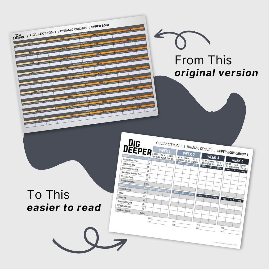 Dig Deeper (easy to Read) Dumbbell Tracker Sheets | Beachbody | Bodi ...