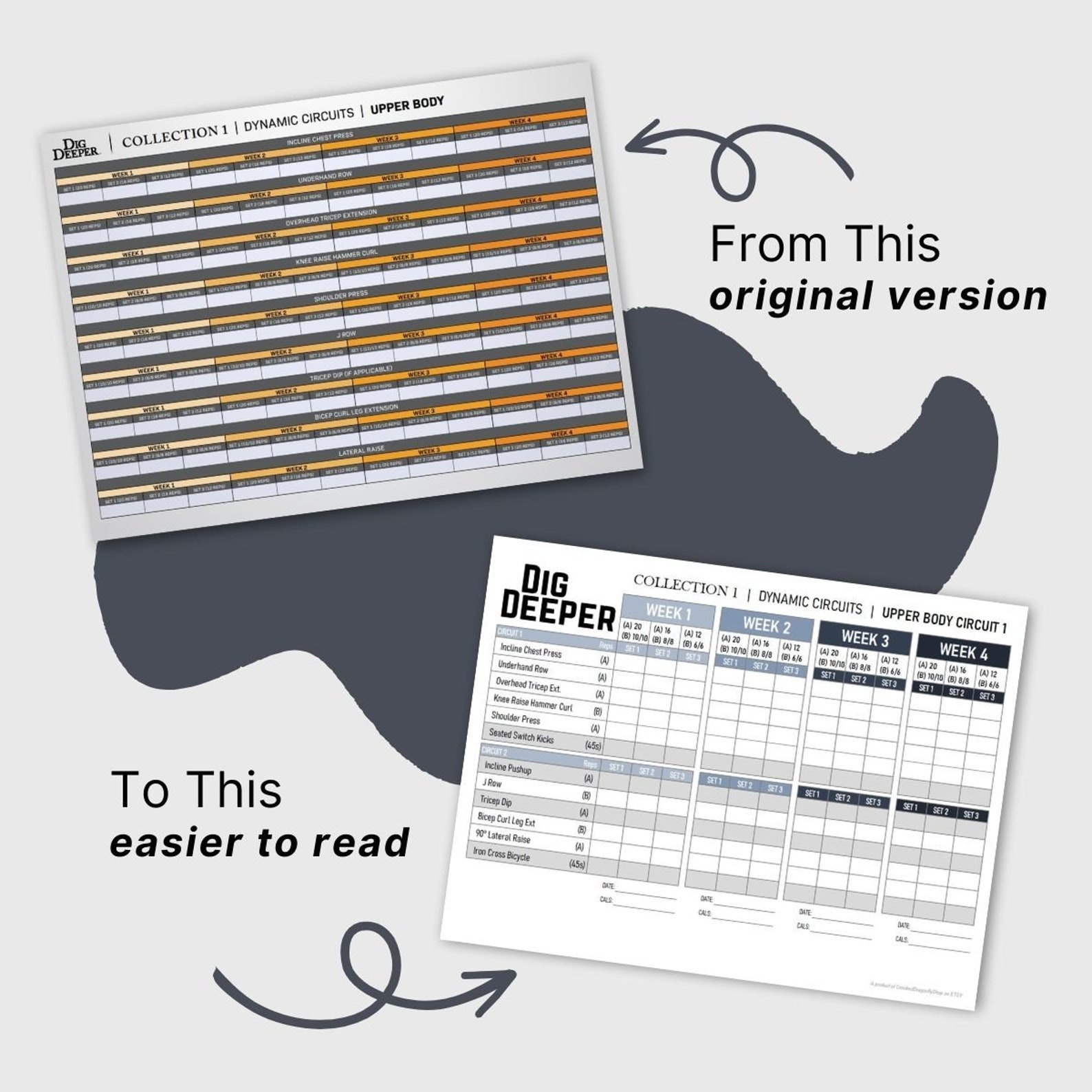Dig Deeper (easy to Read) Dumbbell Tracker Sheets | Beachbody | Bodi ...