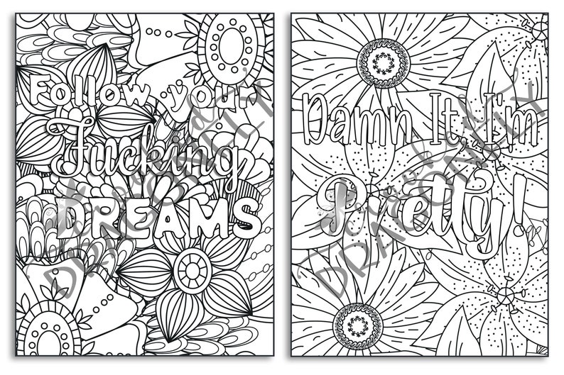 Adult Swear Word Coloring Pages Printable Pages - Etsy
