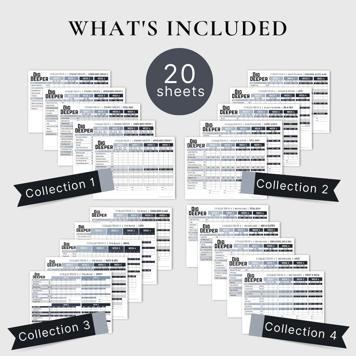 Dig Deeper (easy to Read) Dumbbell Tracker Sheets | Beachbody | Bodi ...