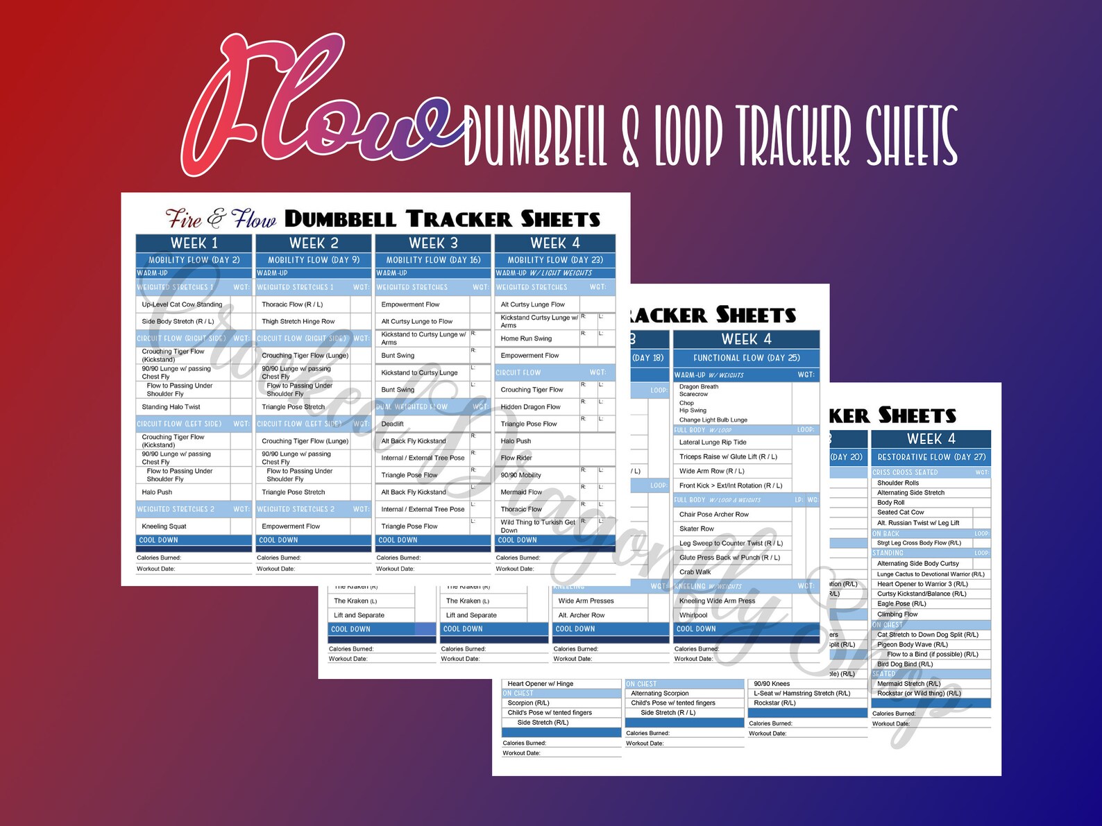 Fire and Flow Dumbbell Tracker Sheets - Beachbody Workout - Etsy