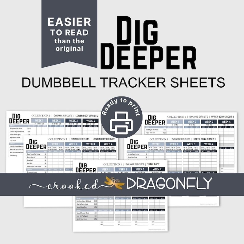 Dig Deeper (easy to Read) Dumbbell Tracker Sheets | Beachbody | Bodi ...