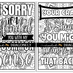 Sarcastic Coloring Pages Printable Pages Digital Download Stress and ...