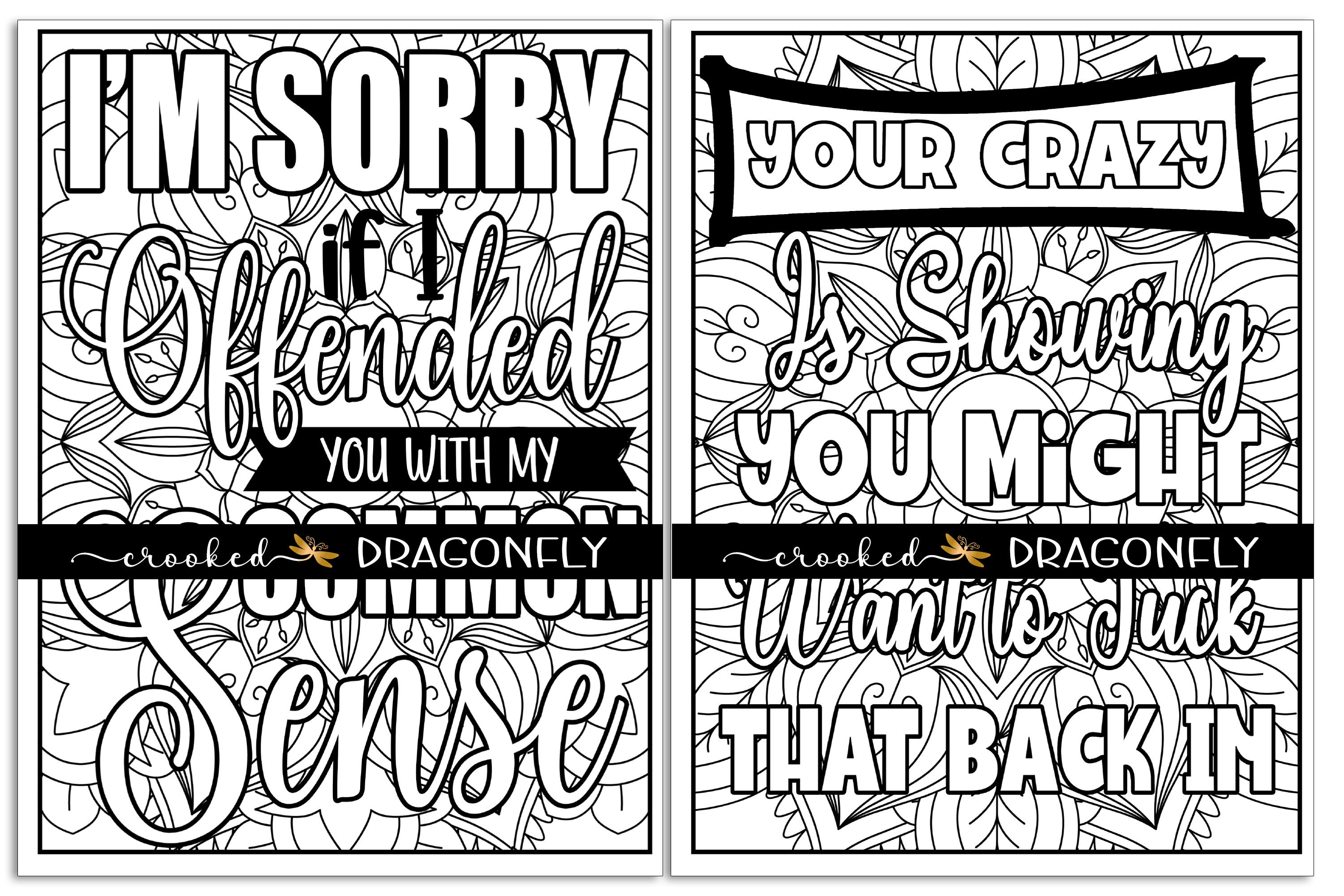 Sarcastic Coloring Pages Printable Pages Digital Download Stress and ...
