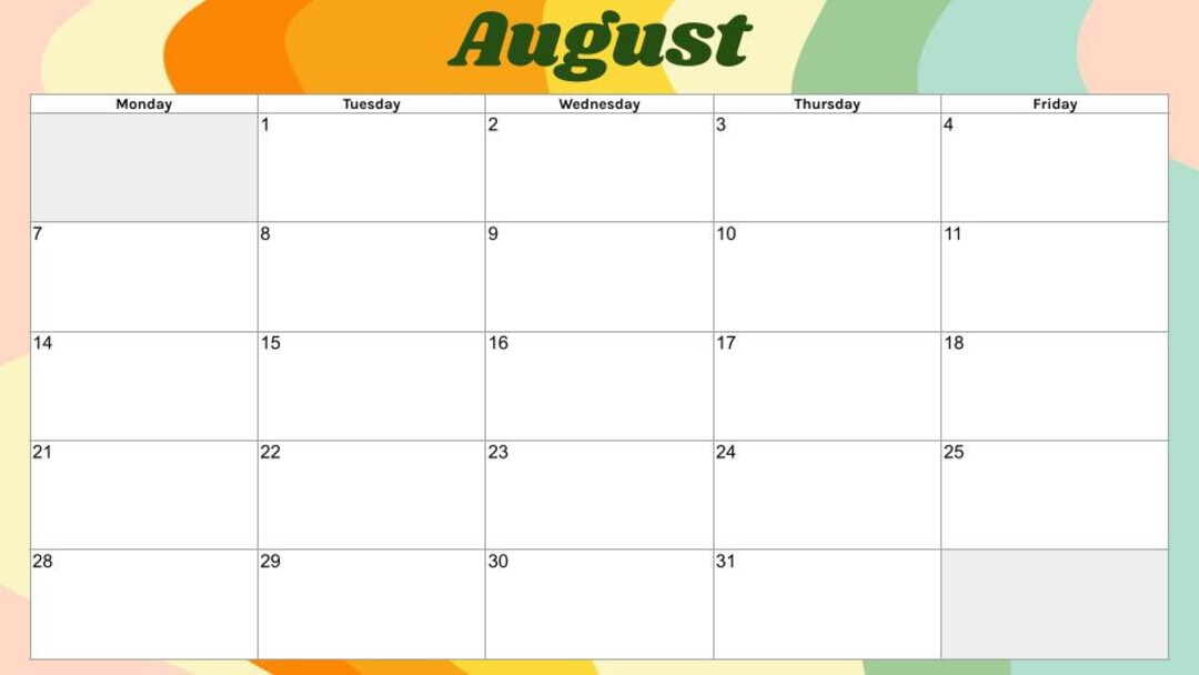 2023-24 Retro Colorful Editable Google Slides Calendar - Etsy