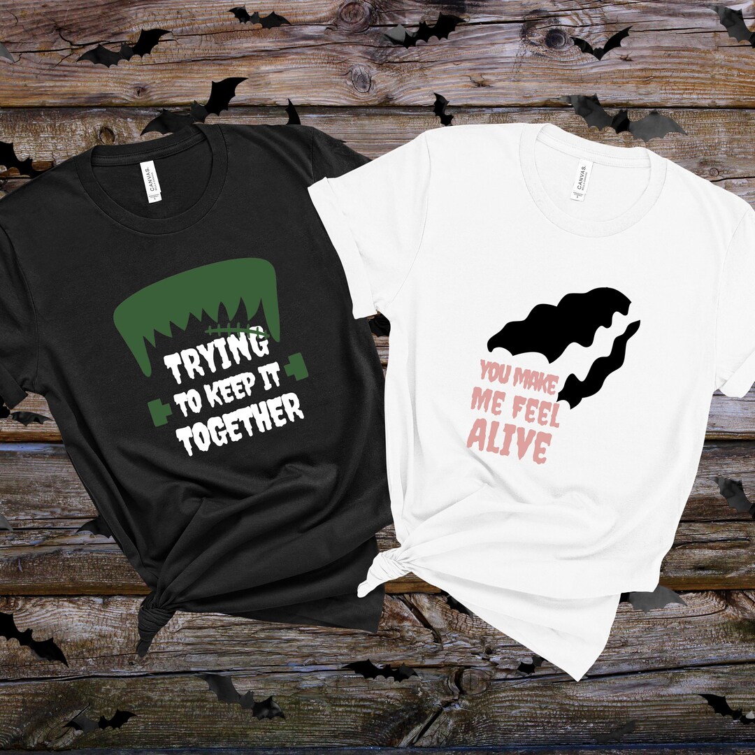 Frankenstein and Bride Shirt, Happy Halloween Couples T-shirt, Funny ...