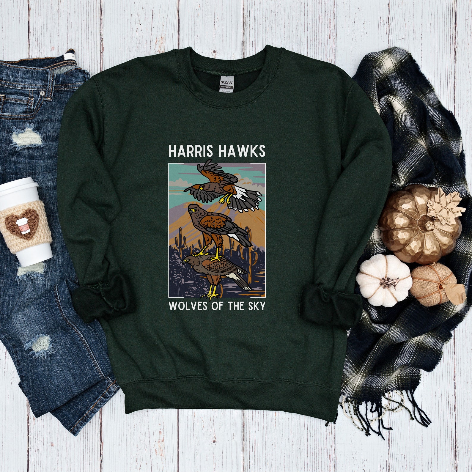 Falconry Sweatshirt, Birds of Prey, Harris Hawk Sweater Gift for Men ...