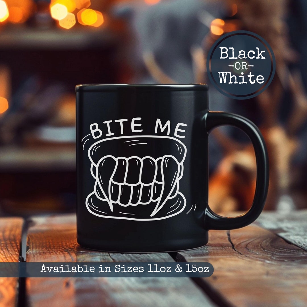 Vampire Bite Me Mug, Halloween Mom Coffee Cup, Unhinged Spooky Mama ...