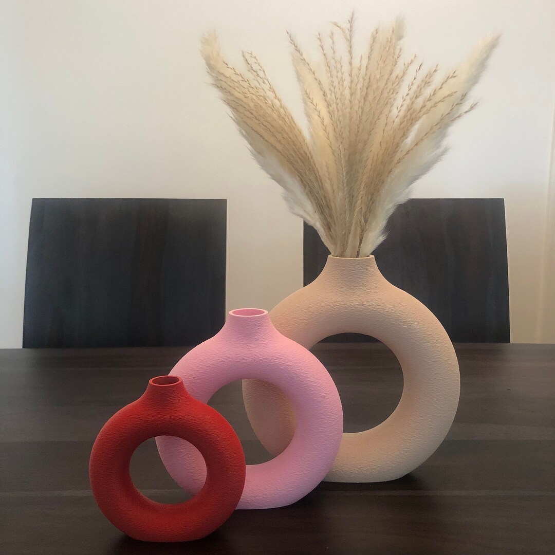3D Print File STL Circular Hollow Vase Donut Modern Vase Nordic Decor ...