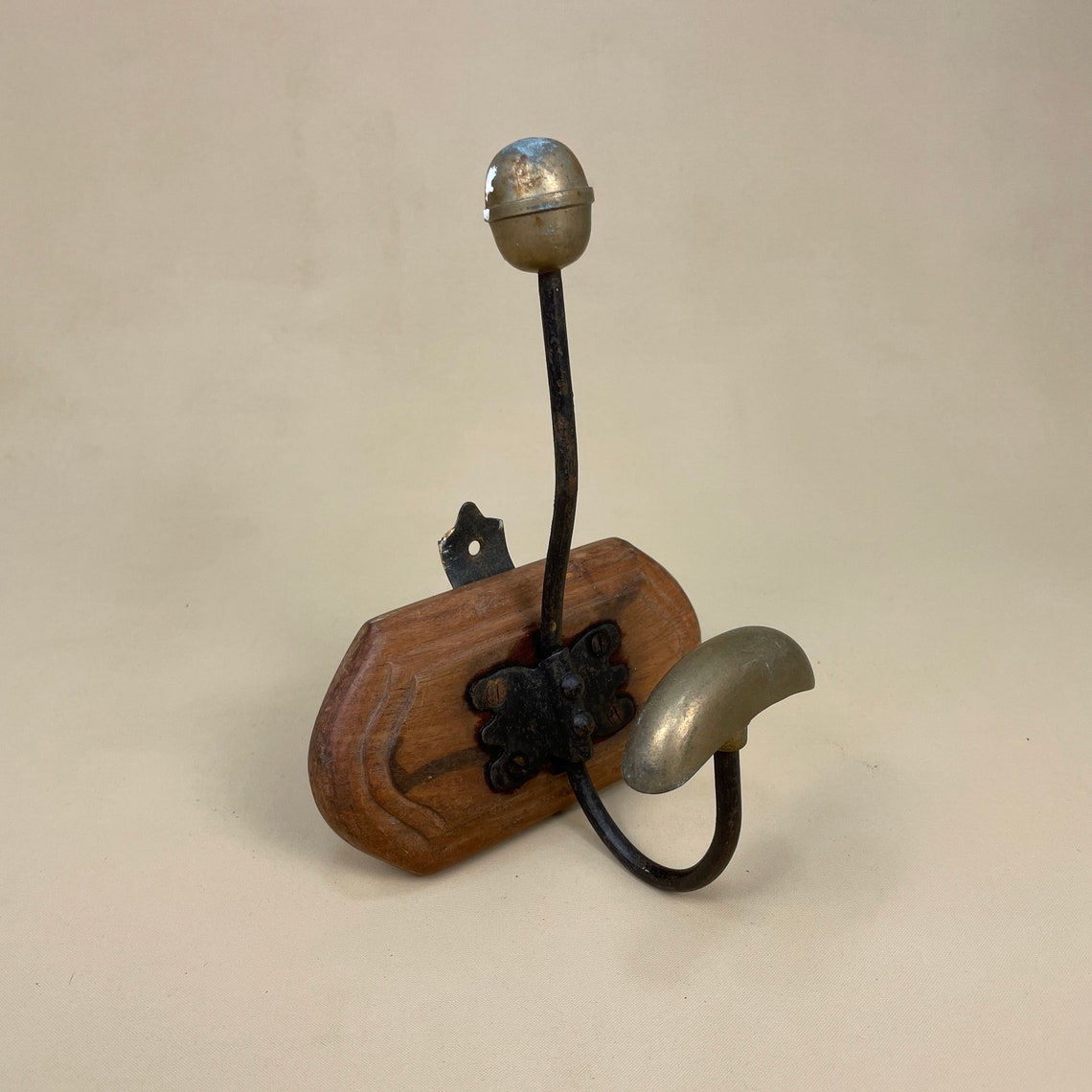 Antique Wooden Metal Coat Hanger Rack Hook Singular Door Farmhouse ...
