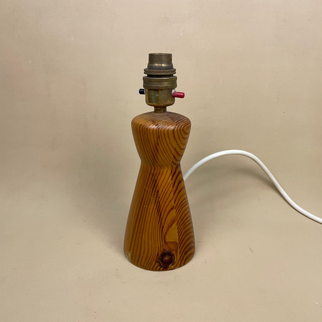 Antique Wooden Lamp Light Bedside Side Table Desk Column Round Base ...